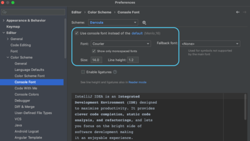 How to Change the Console Font of IntelliJ IDEA | Software Engineering